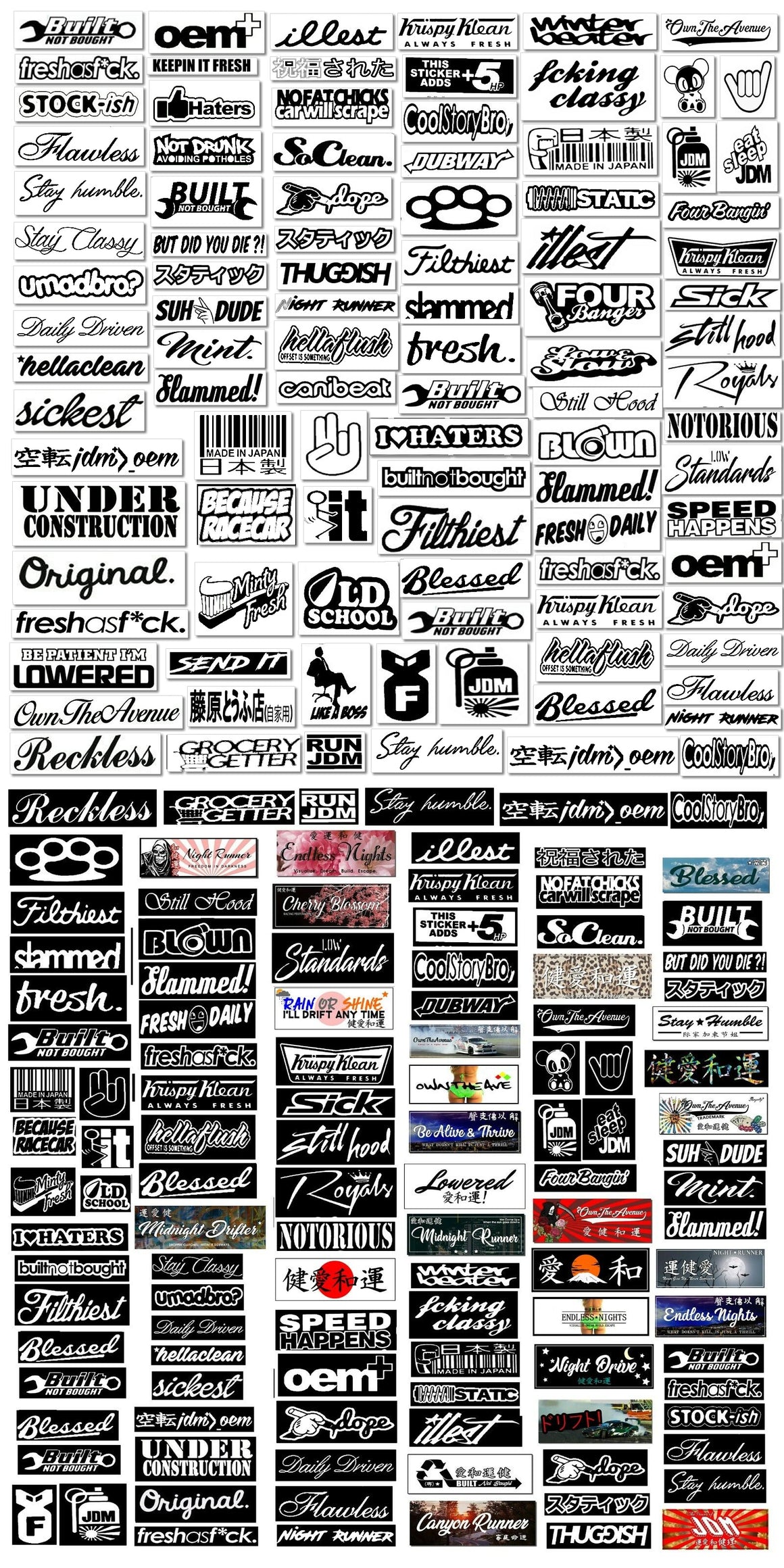 215 JDM Automotive Sponsor Style Decals Stickers Pack Car Racing Drift ...