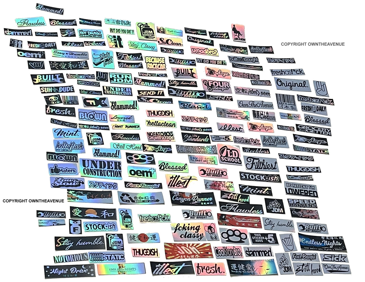 50 Random Holographic Oil Slick JDM Stickers Pack Lot Motorcycle Racing ...
