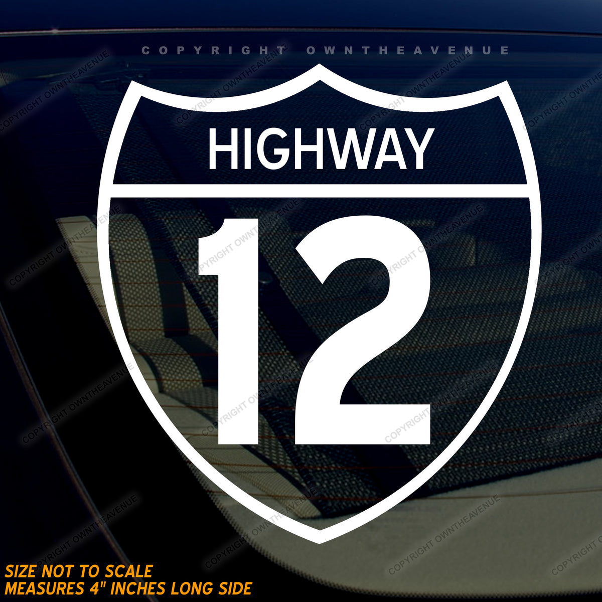 US Route 12 Highway Sign Car Truck Laptop Vinyl Sticker Decal 4" Inche