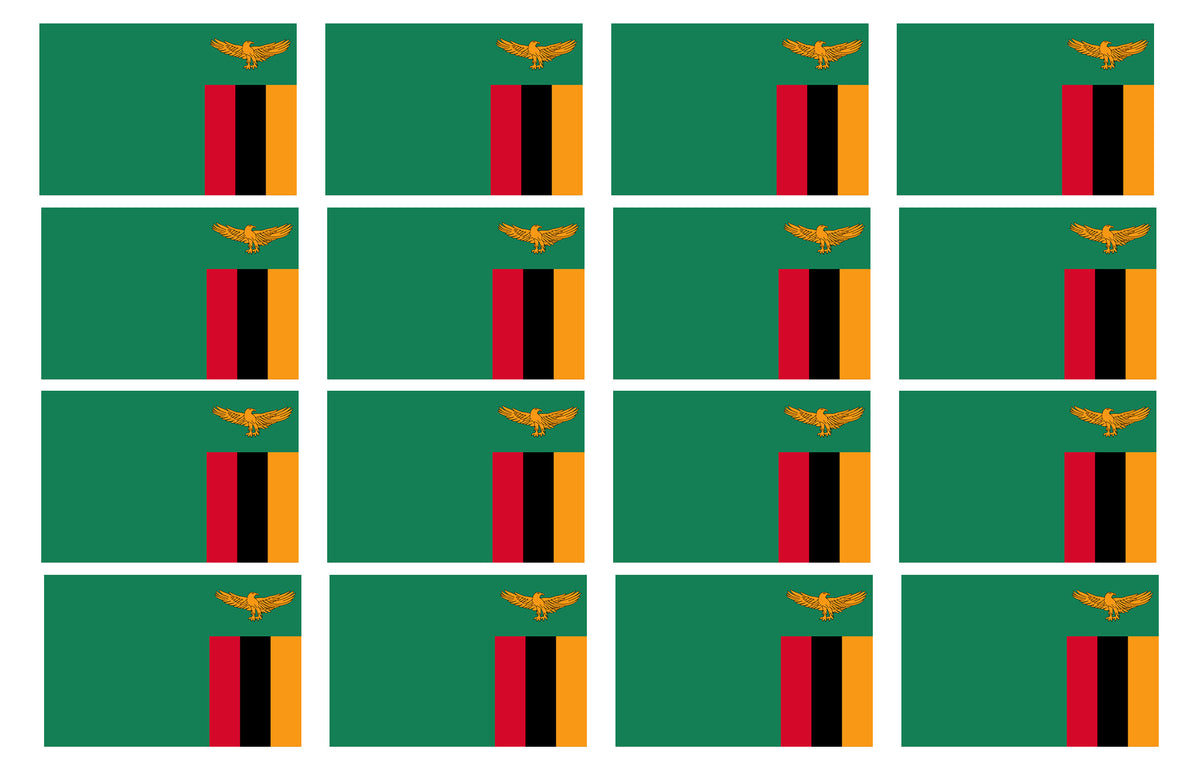 12Pcs Zambia World Country Flags Vinyl Sticker Decals - 2" Each