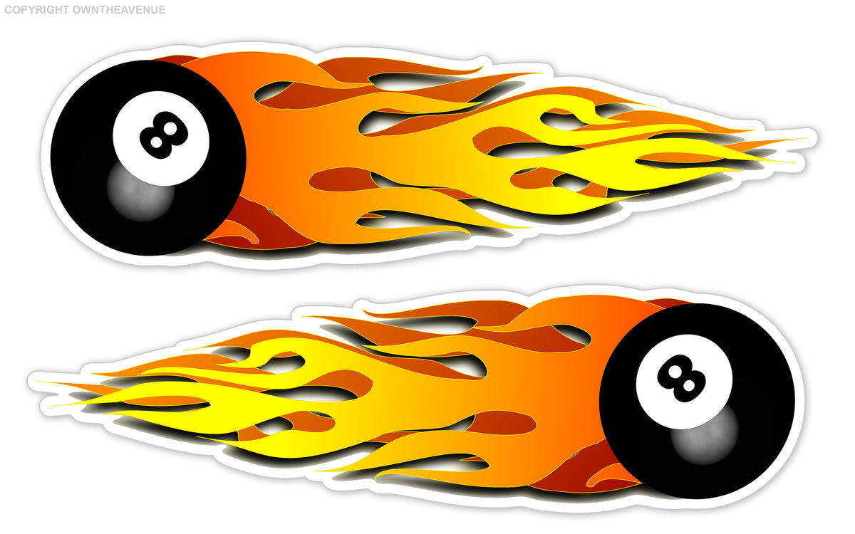 2 Pack 8 Ball Billiard Pool Flames Vintage Jk Retro Bopper Chopper Hot ...