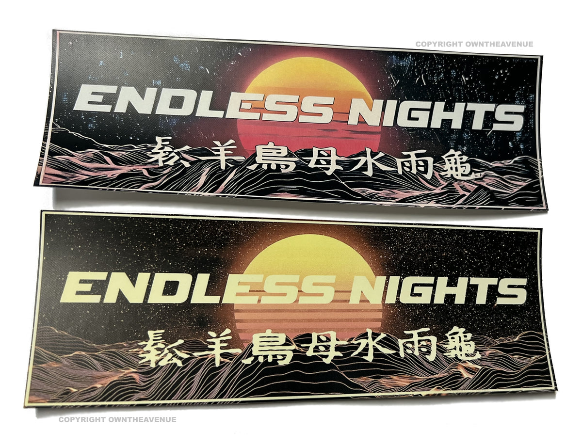 x2 Endless Nights Synth Wave Kanji JDM Racing Drifting Vinyl Sticker ...