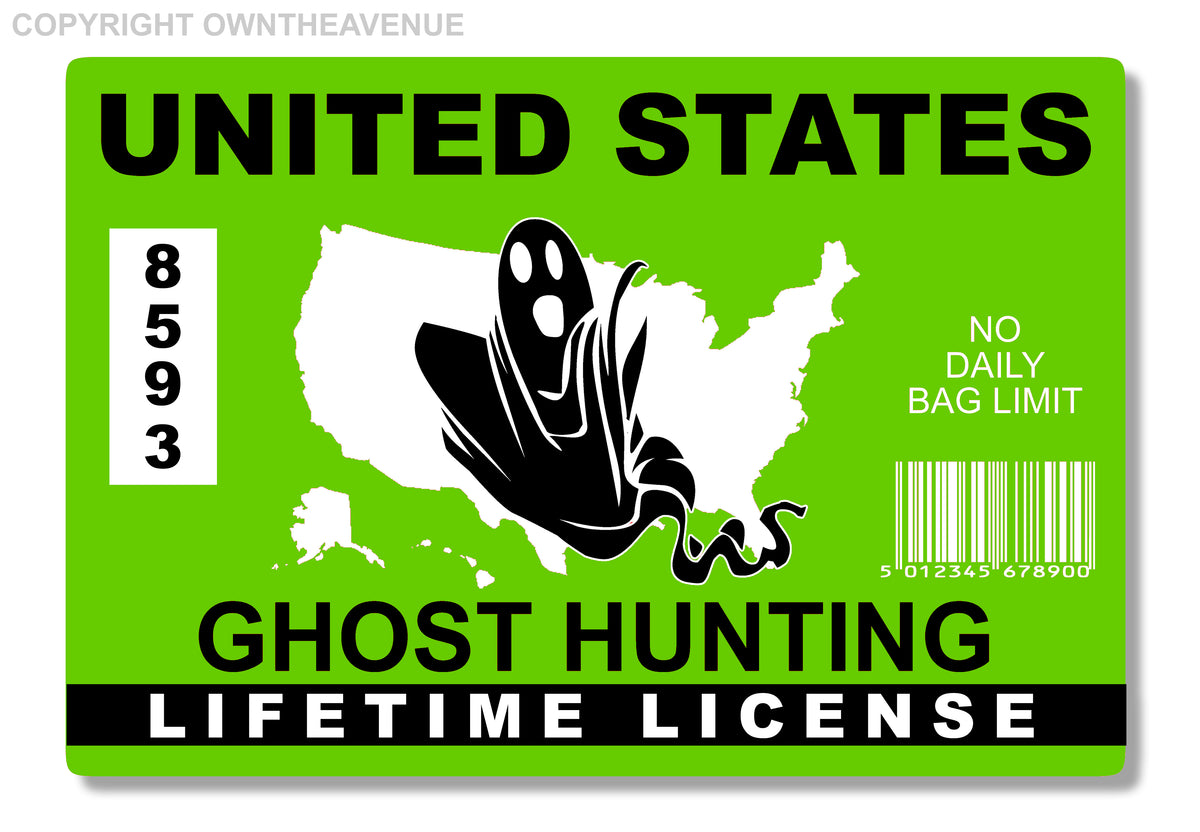 United States Ghost Hunting License USA Paranormal Hunter Vinyl Sticker ...