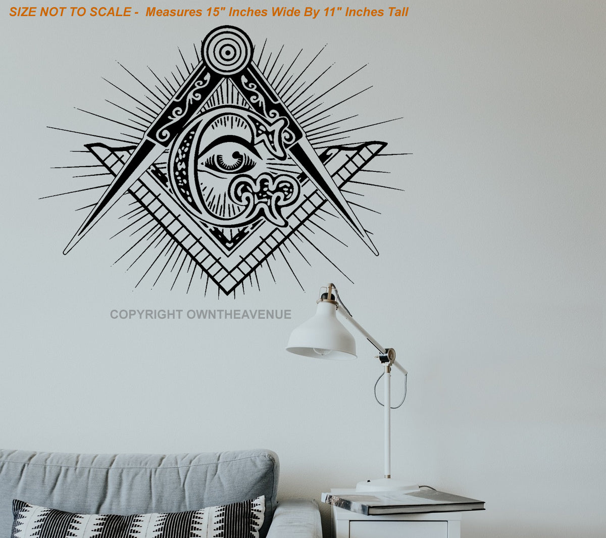 Freemason Mason Masonic Logo Wall Decor Home Decal Sticker 15" x 11 ...