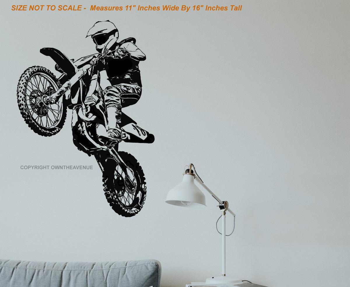 Motocross Dirt Bike Vinyl Wall Decor Decal - 16" x 11" Inches