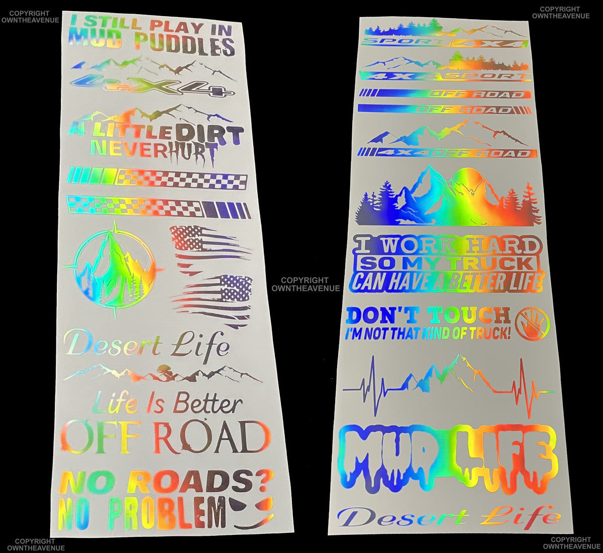 23Pcs Off Road Mountains 4x4 Lifted Truck Holographic Oil Slick Decal ...