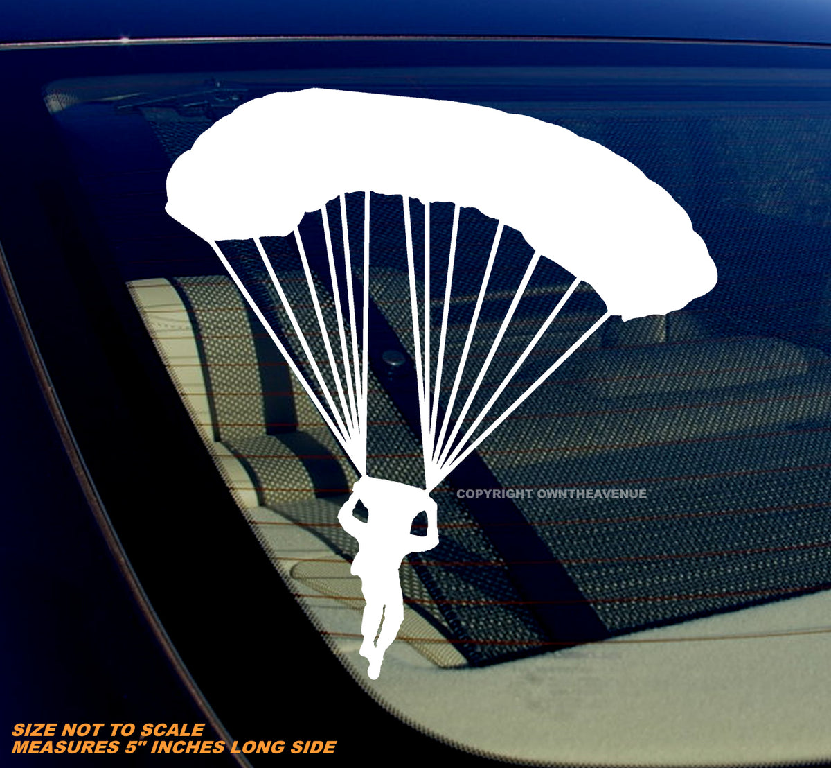 Parachute Parachuting Skydiving Skydiver Vinyl Sticker Decal 5" White ...