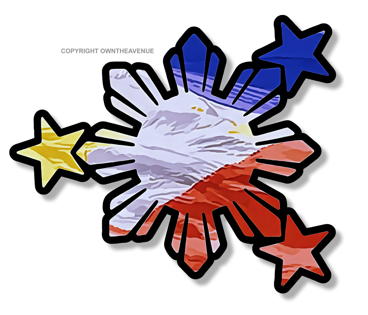 Philippines Filipino Flag Sun And Stars Wavey Model V01 Sticker Decal 3 ...