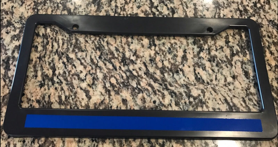 Blue Line Reflective Support Police License Plate Frame