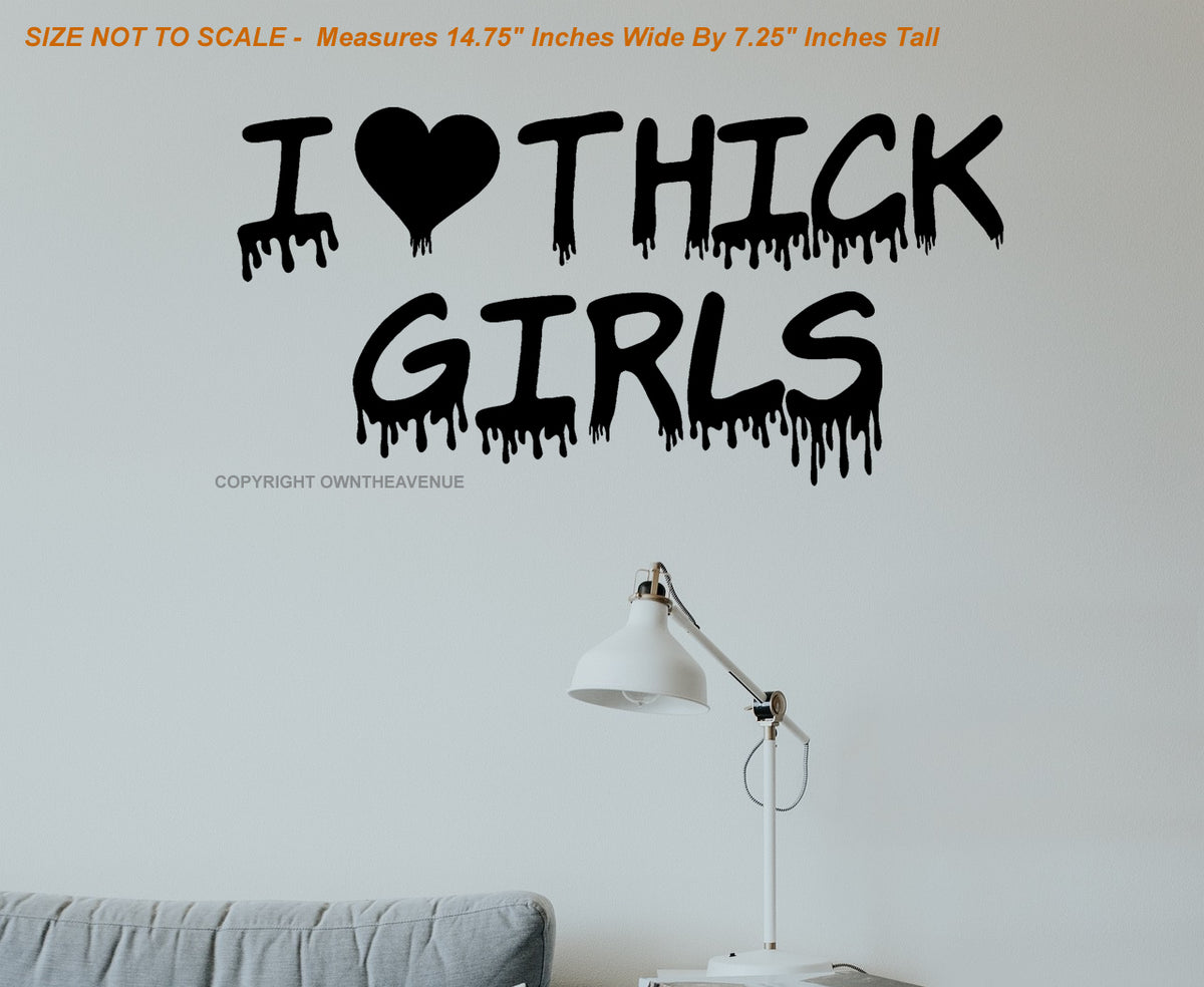 I Love Thick Girls BBW Full Figure Women Wall Decor Decal 14.75" Inches ...