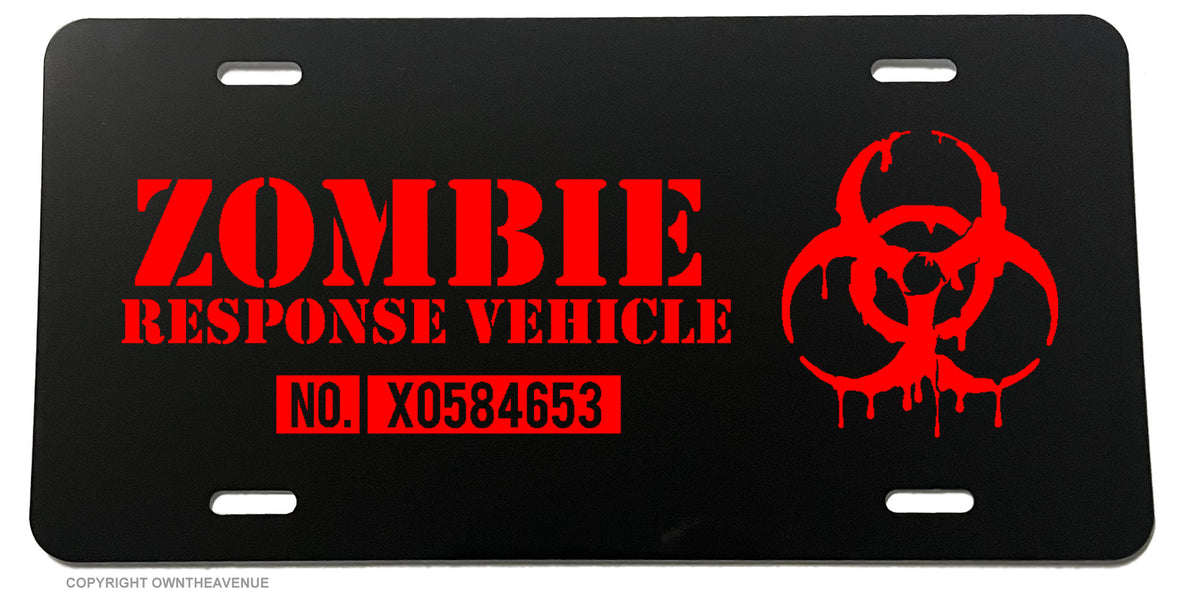 Zombie Response Vehicle Funny Joke Gag Prank License Plate Cover ...