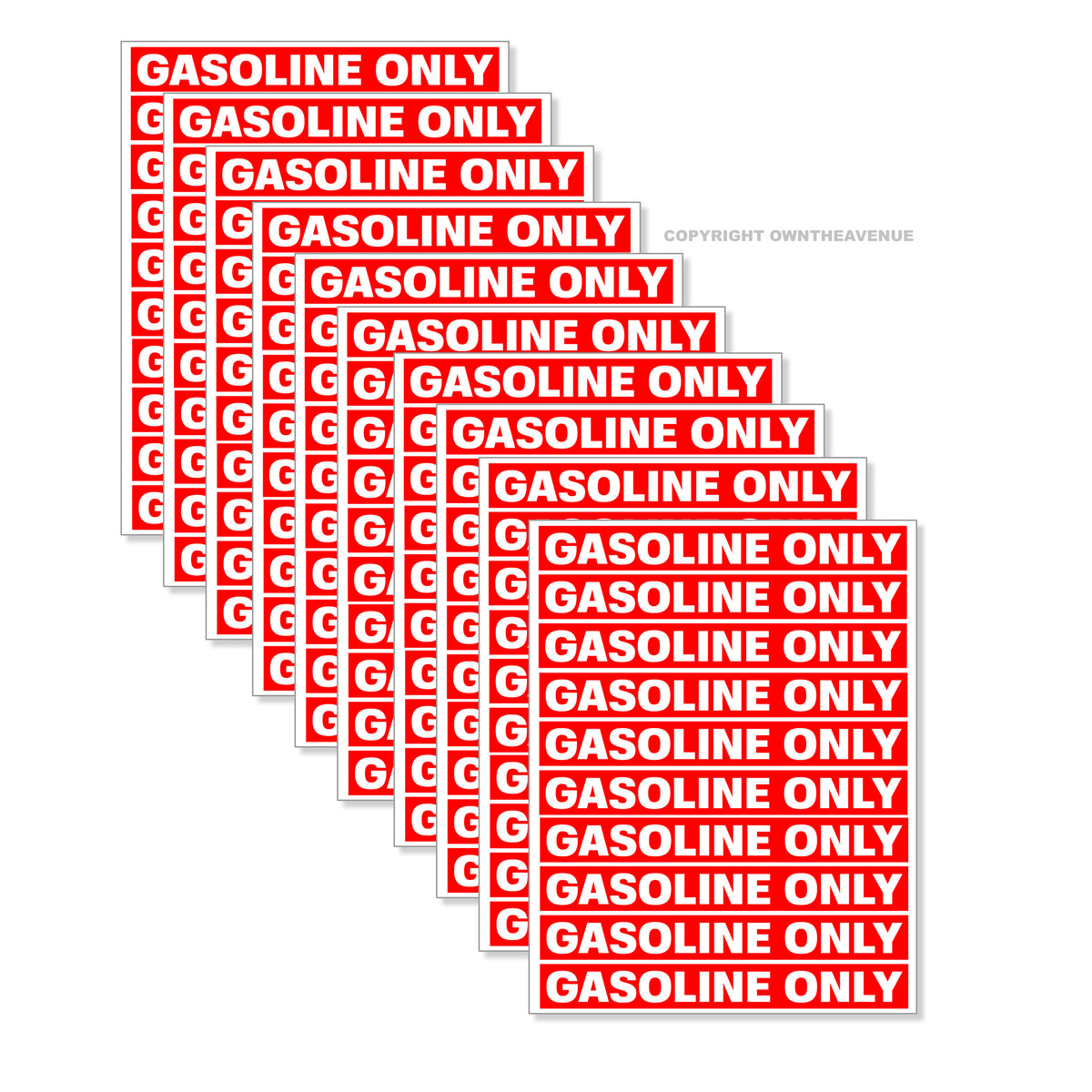 x100 Gasoline Only Fuel Labels Vinyl Sticker Decal - 3" Inches Long ...