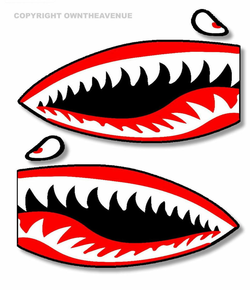 Flying Tigers Shark Teeth Warhawk WW2 Hot Rod Vinyl Decal Stickers ...