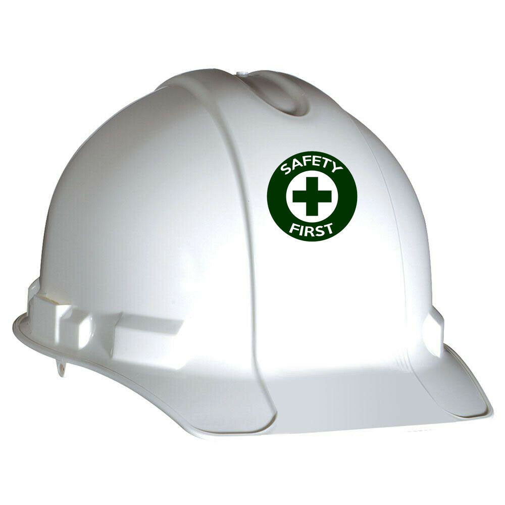 Two Pack Safety First Construction Helmet Hard Hat Vinyl Sticker Decal
