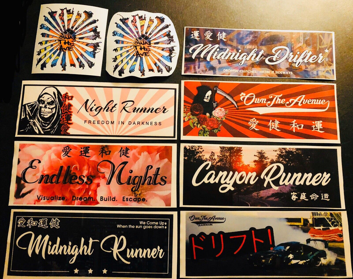 JDM Box Slap Sticker 9 Pack Lot Racing Drifting Race Drift Car Bumper ...