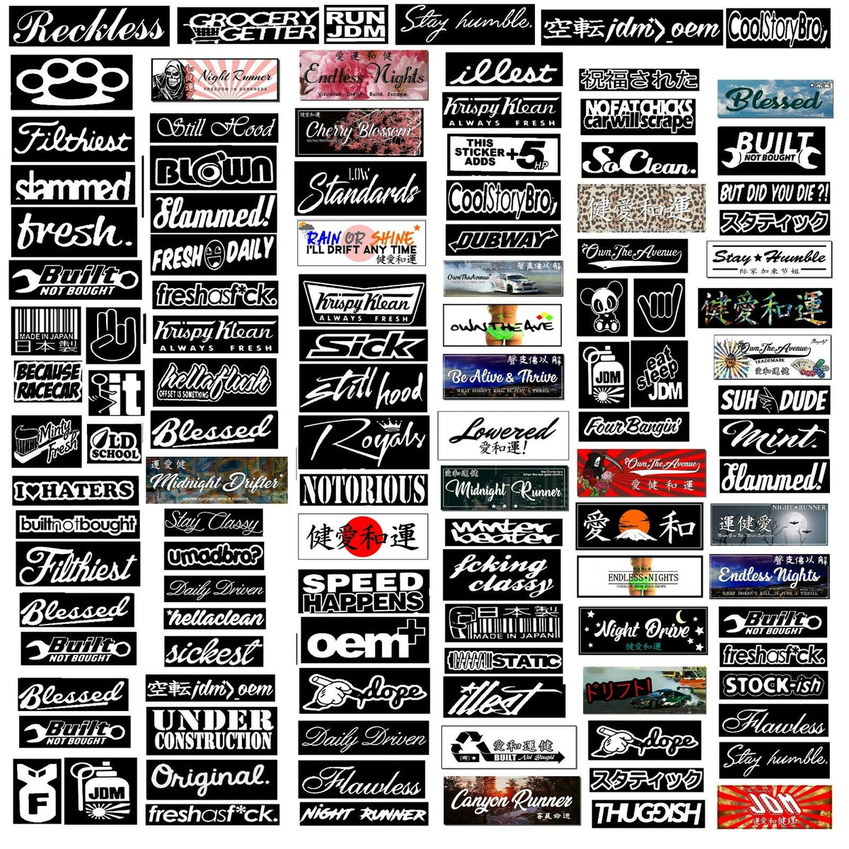 Automotive Sponsor Style JDM 120 Decals Stickers Pack V1 Car Racing ...